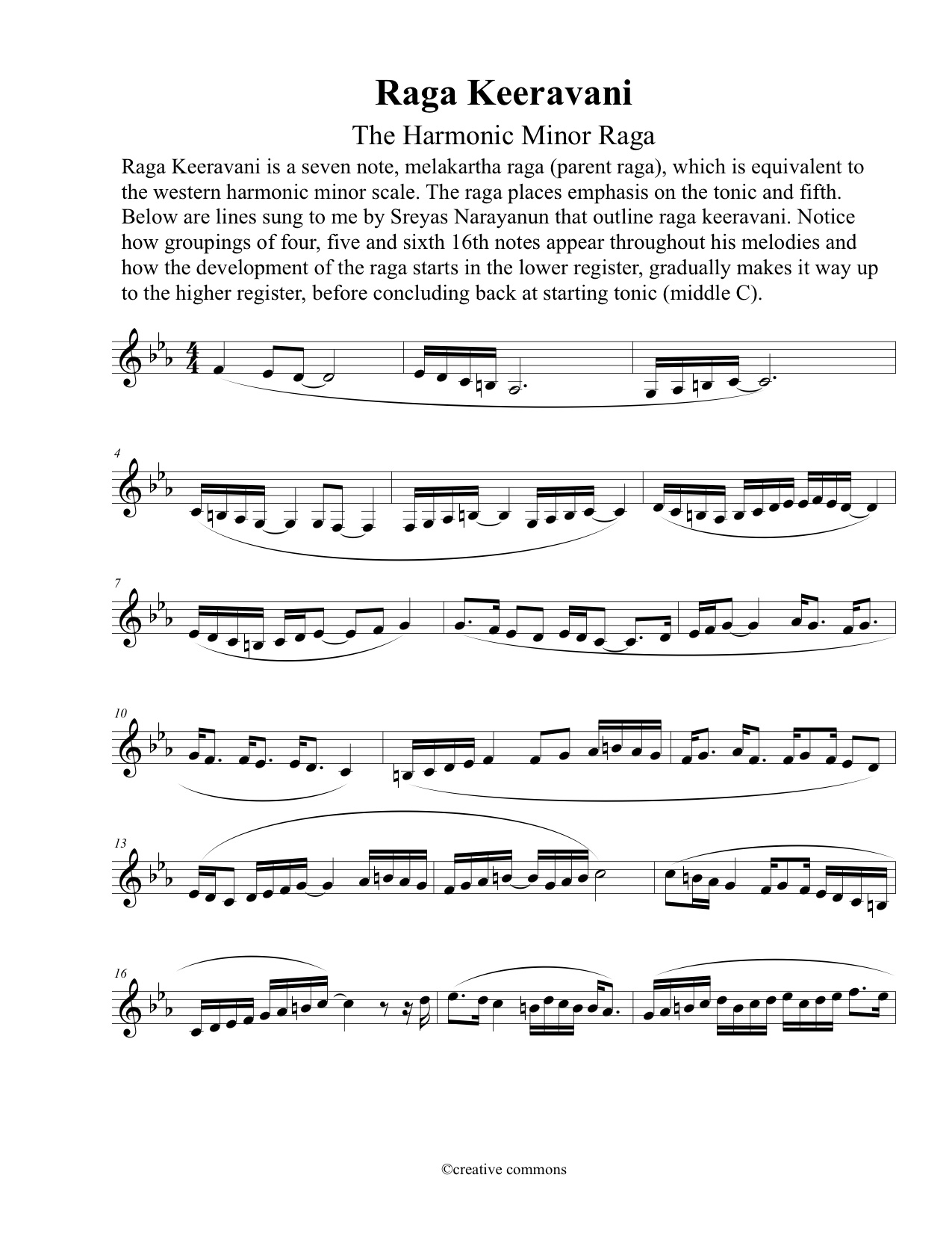 Raga Keeravani – The Harmonic Minor Raga (Notation) | A Hybrid Approach ...